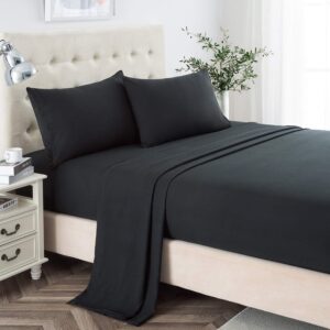 lanest housing king sheet set, 2400 thread count soft deep pocket microfiber sheets, 4 pieces black bedding sheets & pillowcases