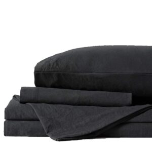 Lanest Housing King Sheet Set, 2400 Thread Count Soft Deep Pocket Microfiber Sheets, 4 Pieces Black Bedding Sheets & Pillowcases