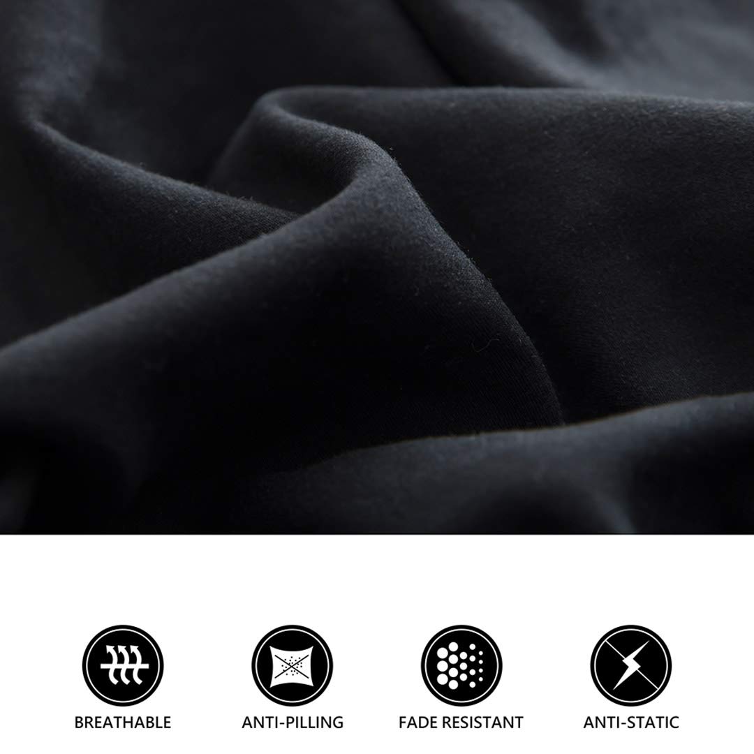 Lanest Housing King Sheet Set, 2400 Thread Count Soft Deep Pocket Microfiber Sheets, 4 Pieces Black Bedding Sheets & Pillowcases