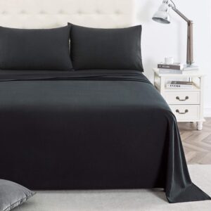 Lanest Housing King Sheet Set, 2400 Thread Count Soft Deep Pocket Microfiber Sheets, 4 Pieces Black Bedding Sheets & Pillowcases