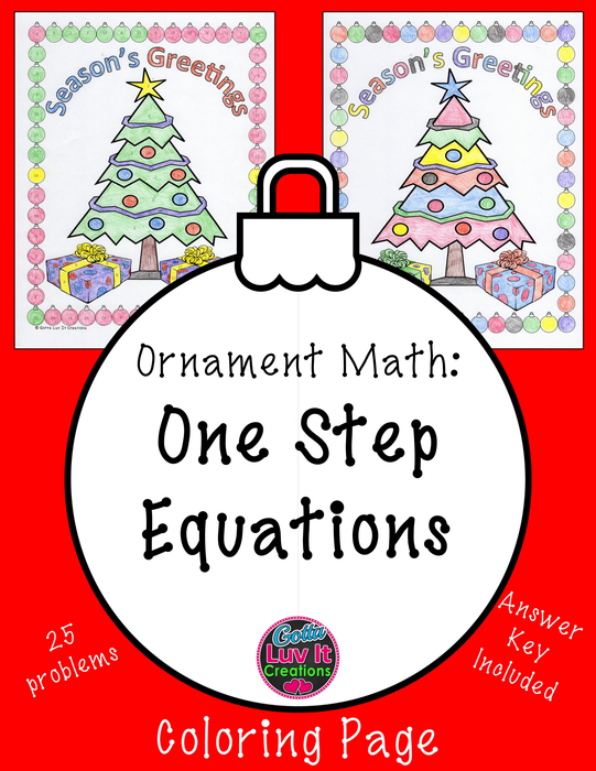 One Step Equations with Negatives Christmas Math Activity Christmas Surprise Color by Number