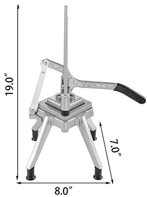 Happybuy Commercial Vegetable Fruit Chopper 1/4″ Blade Heavy Duty Professional Food Dicer Kattex French Fry Cutter Onion Slicer Stainless Steel for Tomato Peppers Potato Mushroom, Silver