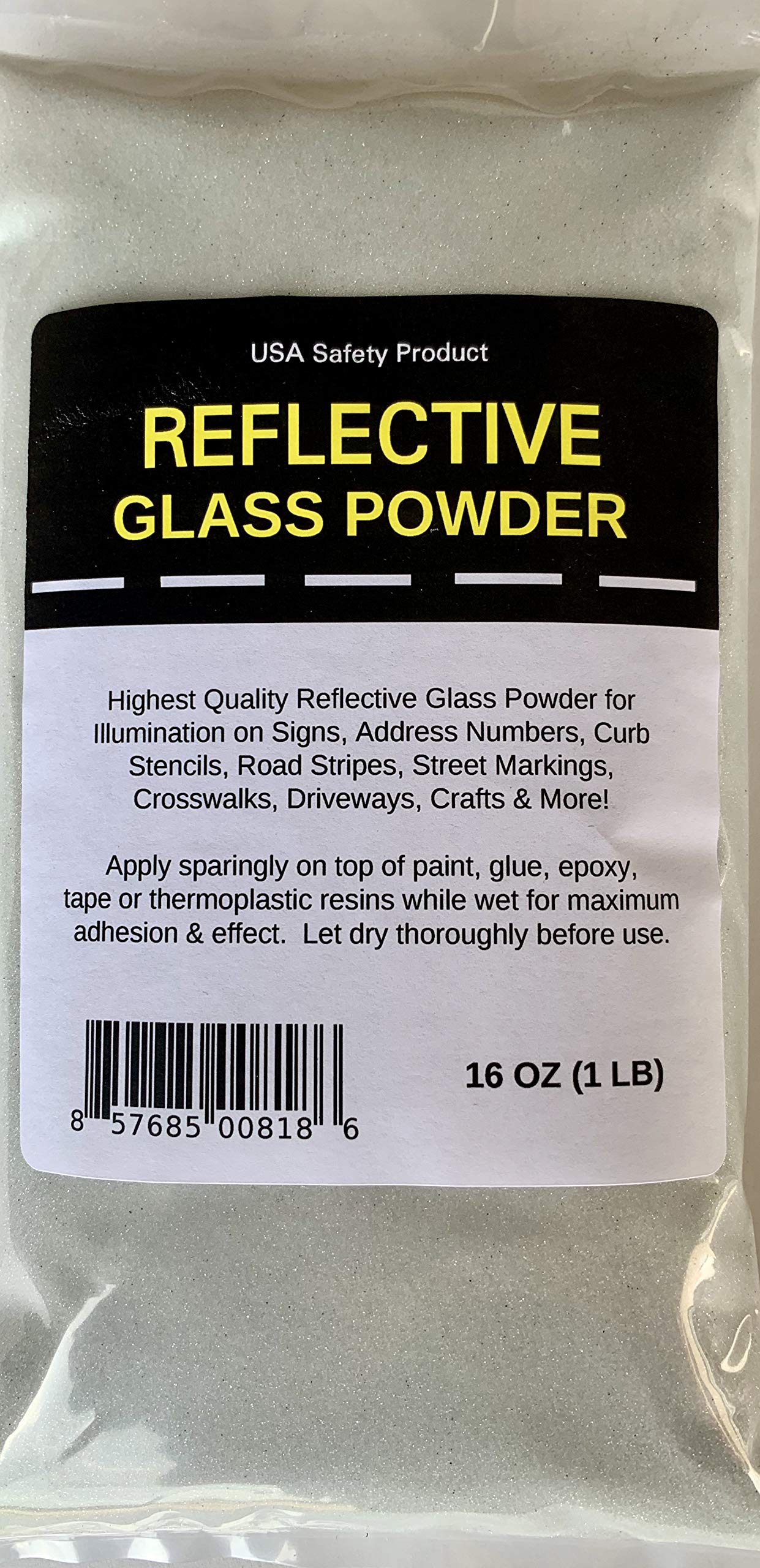 Reflective Glass Powder (1 LB Bag) for Road Marking, Curb Paint, Traffic Paint, Pavement Striping, Parking Lots, Crosswalks, Driveways, Airports, Traffic Signs, Painting, Arts & Crafts