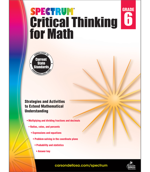 Spectrum | Critical Thinking for Math Workbook | Grade 6, Printable