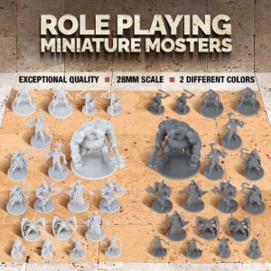 Path Gaming 38 Miniatures Fantasy Tabletop RPG Figures for Dungeons and Dragons, Pathfinder Roleplaying Games. 28MM Scaled Miniatures, 10 Unique Designs, Bulk Unpainted, Great for D&D/DND