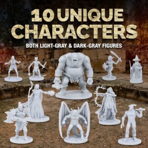 Path Gaming 38 Miniatures Fantasy Tabletop RPG Figures for Dungeons and Dragons, Pathfinder Roleplaying Games. 28MM Scaled Miniatures, 10 Unique Designs, Bulk Unpainted, Great for D&D/DND