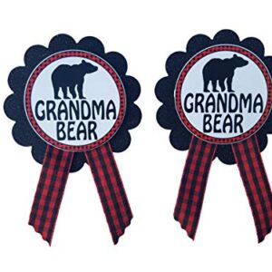 Lumberjack Party Baby Shower Sash & Pins Made In USA Woodland Mama Bear Mommy Daddy to Be Grandma Badges Button Buffalo Plaid