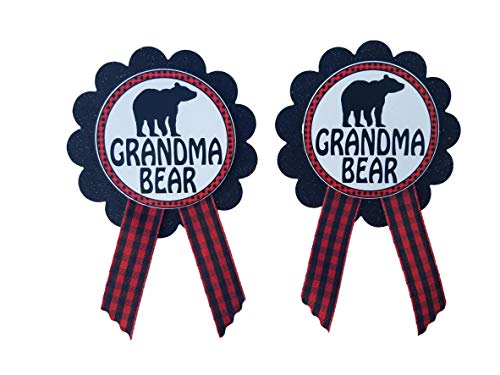 Lumberjack Party Baby Shower Sash & Pins Made In USA Woodland Mama Bear Mommy Daddy to Be Grandma Badges Button Buffalo Plaid