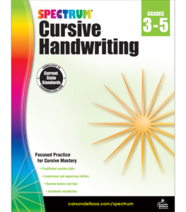 spectrum | cursive handwriting workbook | grades 3-5, printable