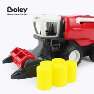 Boley Farm Harvester - Light and Sound Farm Toy Truck Harvester Set - Small Grains and Hay Bales Included - Tractor Toys for Kids