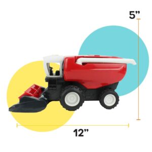 Boley Farm Harvester - Light and Sound Farm Toy Truck Harvester Set - Small Grains and Hay Bales Included - Tractor Toys for Kids