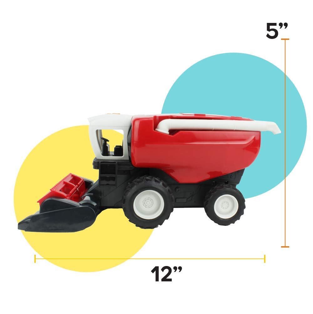 Boley Farm Harvester - Light and Sound Farm Toy Truck Harvester Set - Small Grains and Hay Bales Included - Tractor Toys for Kids