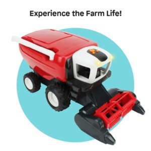 Boley Farm Harvester - Light and Sound Farm Toy Truck Harvester Set - Small Grains and Hay Bales Included - Tractor Toys for Kids