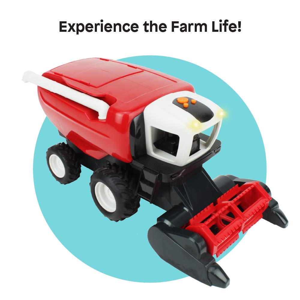 Boley Farm Harvester - Light and Sound Farm Toy Truck Harvester Set - Small Grains and Hay Bales Included - Tractor Toys for Kids