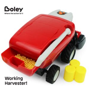 Boley Farm Harvester - Light and Sound Farm Toy Truck Harvester Set - Small Grains and Hay Bales Included - Tractor Toys for Kids