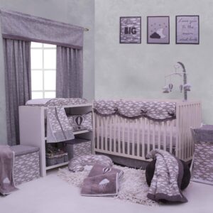 Bacati Clouds in The City Baby Play Gym with Mat, White/Grey