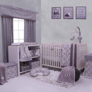 Bacati Clouds in The City Baby Play Gym with Mat, White/Grey