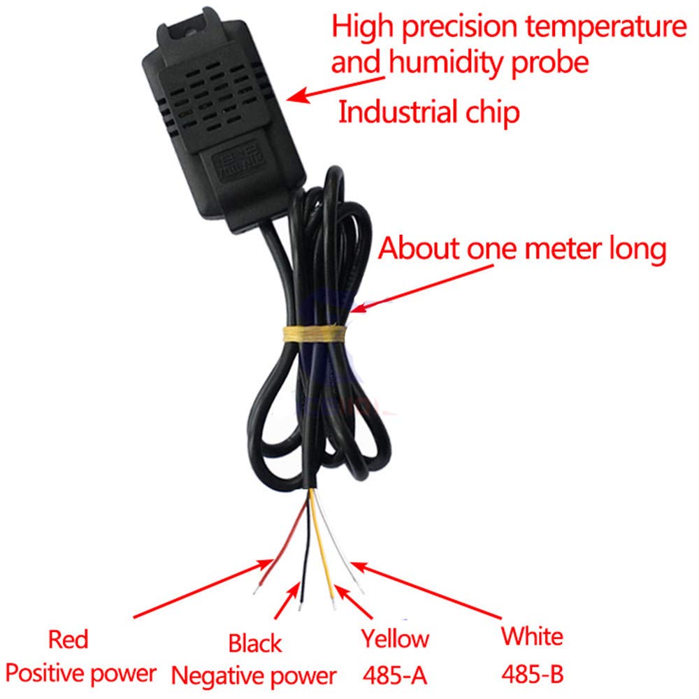 HiLetgo RS485 SHT20 Temperature Humidity Sensor Module High Precision Temperature Humidity Monitor Transmitter Sensor Probe Compatible to Modbus with 1M Lead