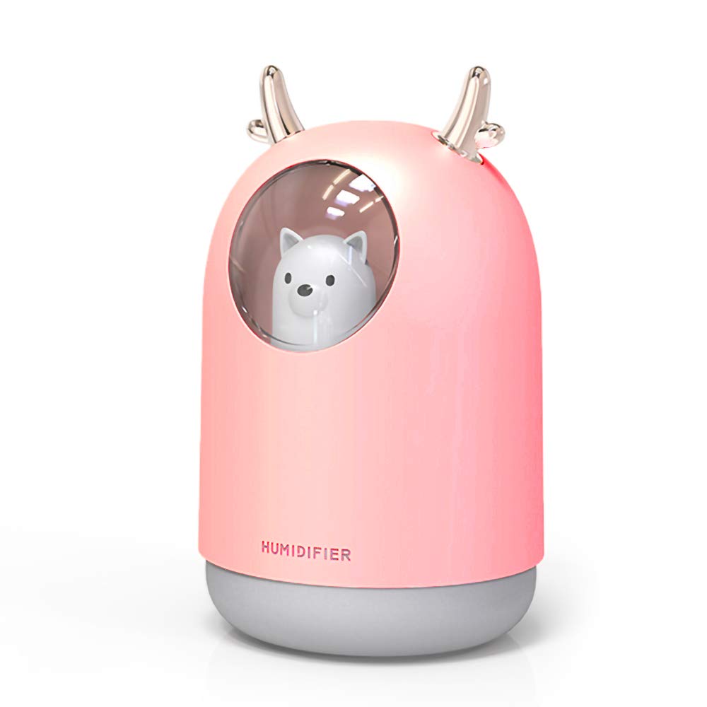 Fullgaden Cool Humidifier with Adjustable Mist Mode, 7 Color LED Lights Changing, Waterless Auto Shut-Off for Bedroom, Home, Office, Pink