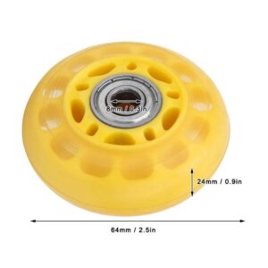 Roller Skate Wheel Accessories Luggage Replacement Wheel Yellow PU with 608ZZ Bearing Luggage Cart Skates Accessories 64x24x8mm