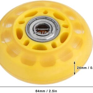 Roller Skate Wheel Accessories Luggage Replacement Wheel Yellow PU with 608ZZ Bearing Luggage Cart Skates Accessories 64x24x8mm