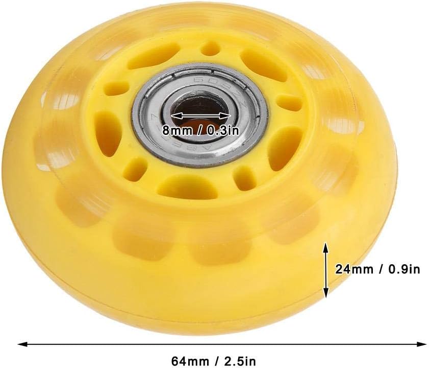 Roller Skate Wheel Accessories Luggage Replacement Wheel Yellow PU with 608ZZ Bearing Luggage Cart Skates Accessories 64x24x8mm