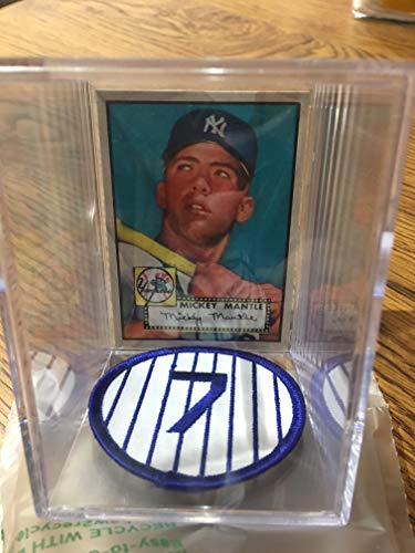 Mickey Mantle 1952 Topps Baseball Rookie RC Reprint Card with Patch in Display Cube