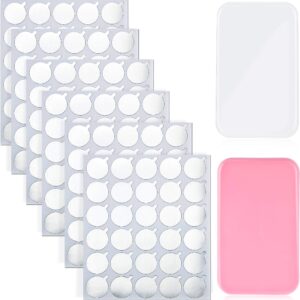 mudder 900 pcs 1 inch disposable eyelash glue holder and 2 pcs reusable eyelash pad stand, pallet eyelash extension glue sticker pads set for makeup tool supply