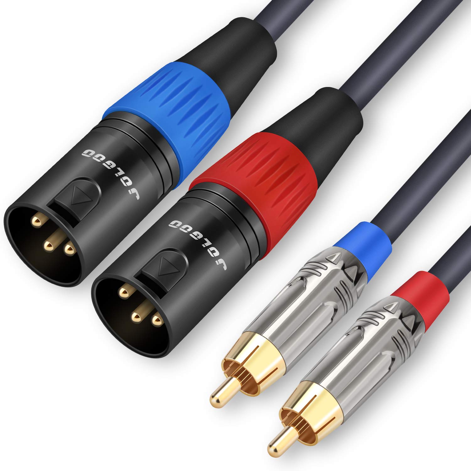 JOLGOO RCA to XLR Cable, Dual RCA Male to Dual XLR Male Cable, 2 RCA Male to 2 XLR Male HiFi Audio Cable, 4N OFC Wire, for Amplifier Mixer Microphone, 10 Feet