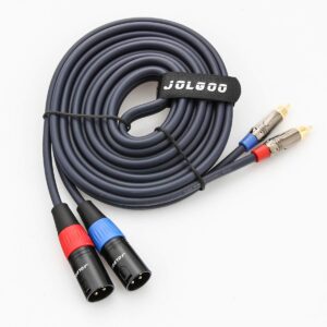 JOLGOO RCA to XLR Cable, Dual RCA Male to Dual XLR Male Cable, 2 RCA Male to 2 XLR Male HiFi Audio Cable, 4N OFC Wire, for Amplifier Mixer Microphone, 10 Feet