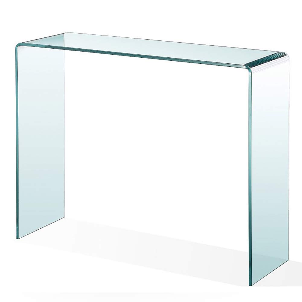 Glass Sofa & Console Tables Transparent Glass Table, Clear Bent Modern Home Office Furniture, Tempered Glass Sofa Table for Entryway,Console Table Desks (Clear 43.3" x 13.8" x 29.5")