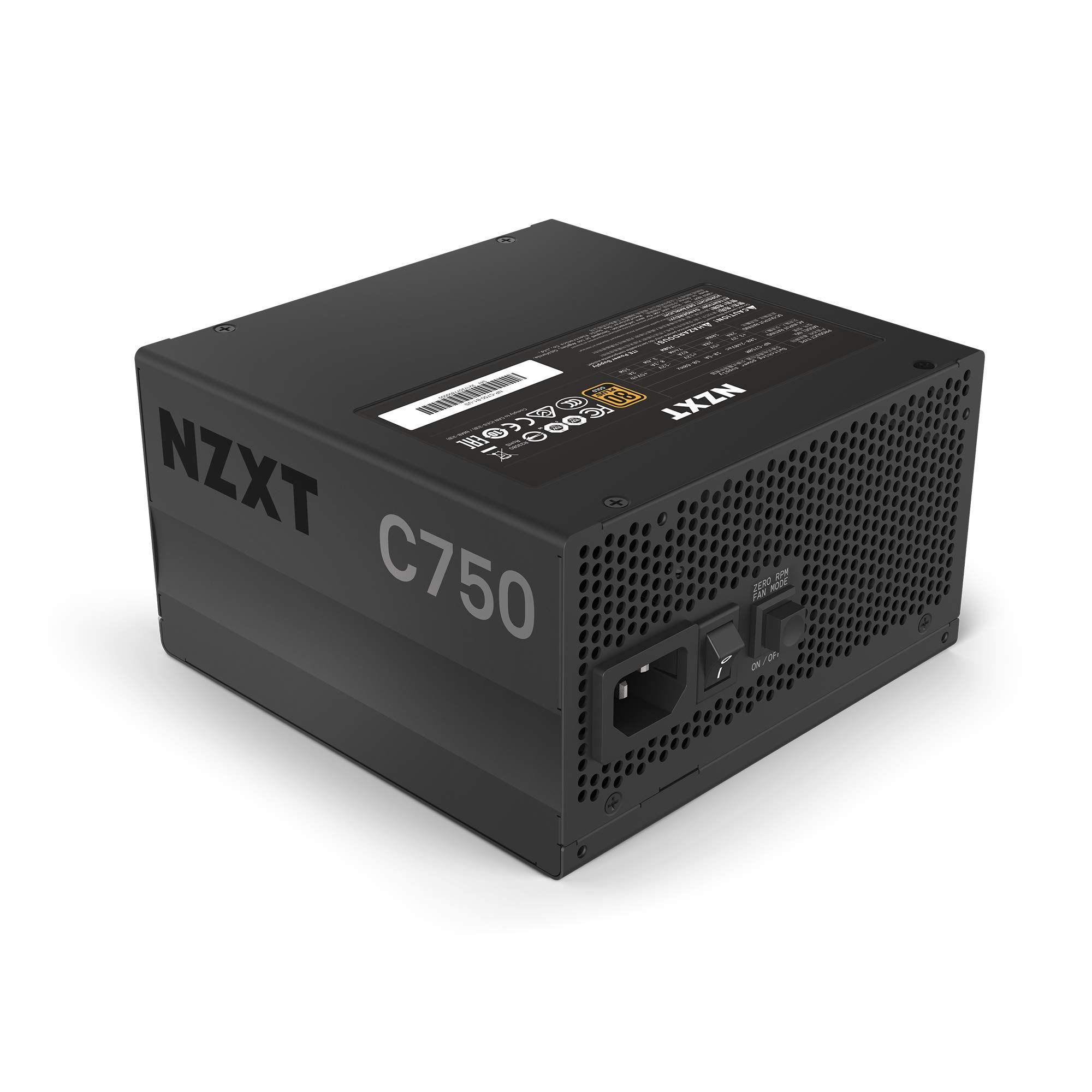 NZXT C750 - NP-C750M - 750 Watt PSU - 80+ Gold Certified - Hybrid Silent Fan Control - Fluid Dynamic Bearings - Modular Design - Sleeved Cables - ATX Gaming Power Supply - 2020