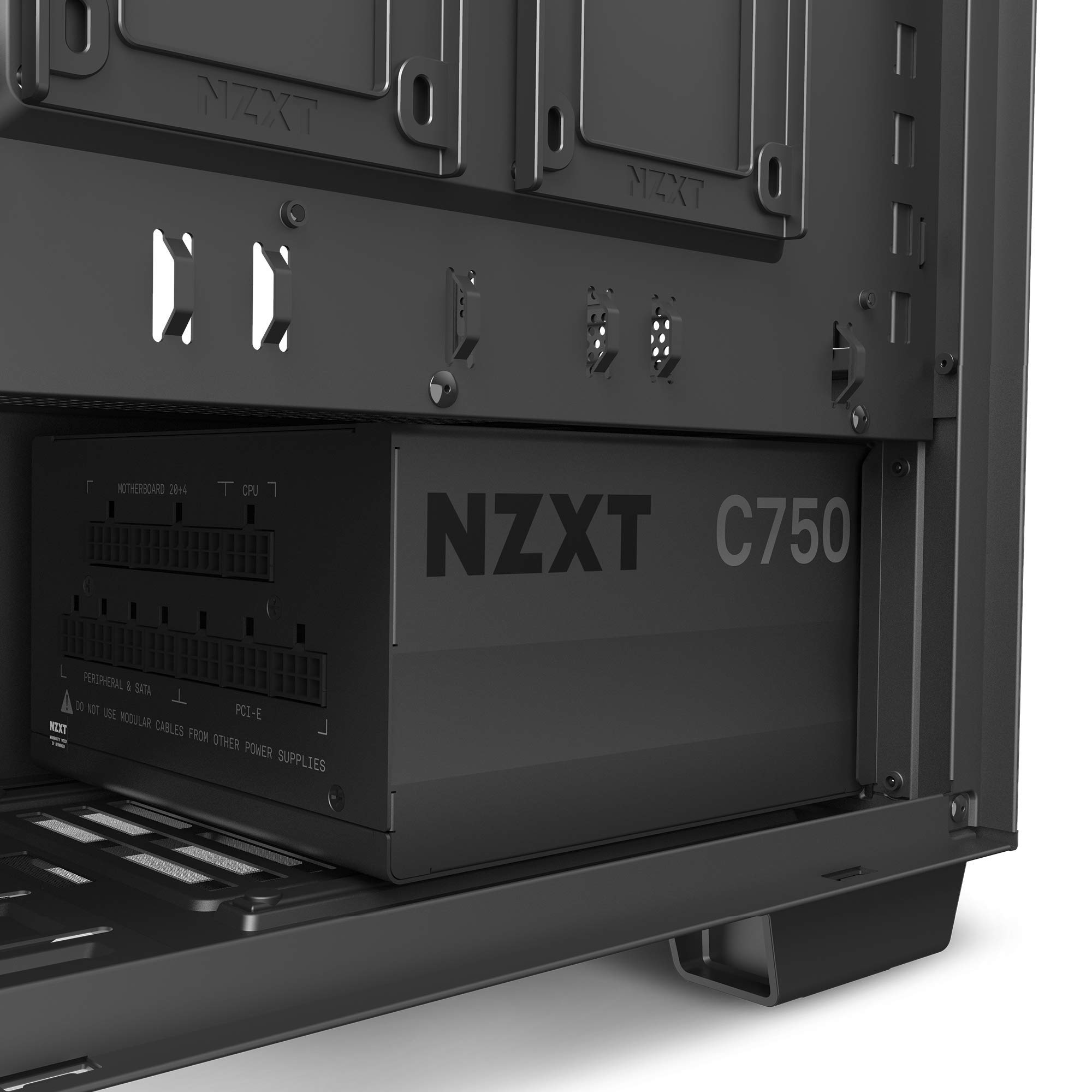 NZXT C750 - NP-C750M - 750 Watt PSU - 80+ Gold Certified - Hybrid Silent Fan Control - Fluid Dynamic Bearings - Modular Design - Sleeved Cables - ATX Gaming Power Supply - 2020