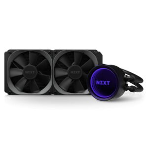 nzxt kraken x53 240mm - rl-krx53-01 - aio rgb cpu liquid cooler - rotating infinity mirror design - improved pump-powered by cam v4-rgb connector-aer p 120mm radiator fans (2 included), black, x gen 3