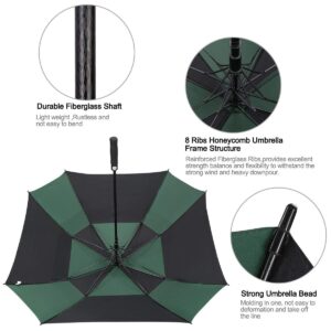 G4Free Extra Large Golf Umbrella 62/68 inch Vented Square Umbrella Windproof Auto Open Double Canopy Oversized Stick Umbrella