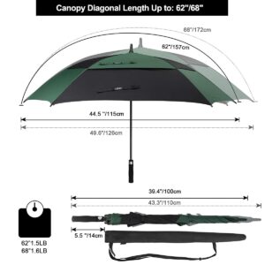 G4Free Extra Large Golf Umbrella 62/68 inch Vented Square Umbrella Windproof Auto Open Double Canopy Oversized Stick Umbrella