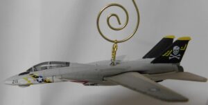 grumman f-14 tomcat u.s. navy uss nimitz holiday/christmas ornament with golden hanger