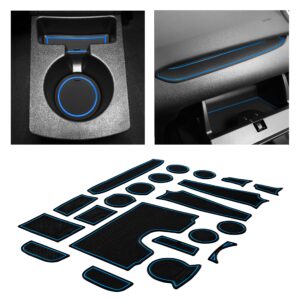 cupholderhero fits ford fiesta accessories 2011-2019 premium custom interior non-slip anti dust cup holder inserts, center console liner mats, door pocket liners 21pc set (blue trim)