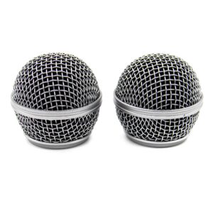 auear, 2 pack microphone grill grille ball head replace for sm58 beta58 sm58lc sa-m30 sv100 rk143g for pgx2 slx2