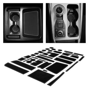 cupholderhero fits ford explorer accessories 2020-2023 premium custom interior non-slip anti dust cup holder inserts, center console liner mats, door pocket liners 37pc set (gray trim)