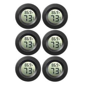 jedew 6-pack mini digital hygrometer thermometer gauge, indoor outdoor temperature humidity meter for greenhouse humidors incubators reptile terrarium jars, fahrenheit (℉) or celsius(℃)