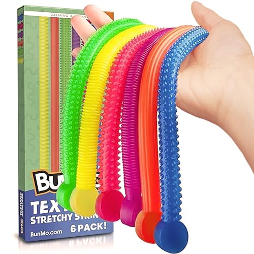 Fidget Toys and Textured Sensory Toys by BUNMO - Textured Stretchy Strings Fidget Toy. Bumpy Fidget Toys for Adults and Kids Make Perfect Anxiety Toys, Autism Sensory Toys, and Stress Toys