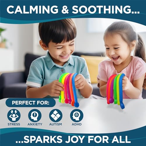 Fidget Toys and Textured Sensory Toys by BUNMO - Textured Stretchy Strings Fidget Toy. Bumpy Fidget Toys for Adults and Kids Make Perfect Anxiety Toys, Autism Sensory Toys, and Stress Toys