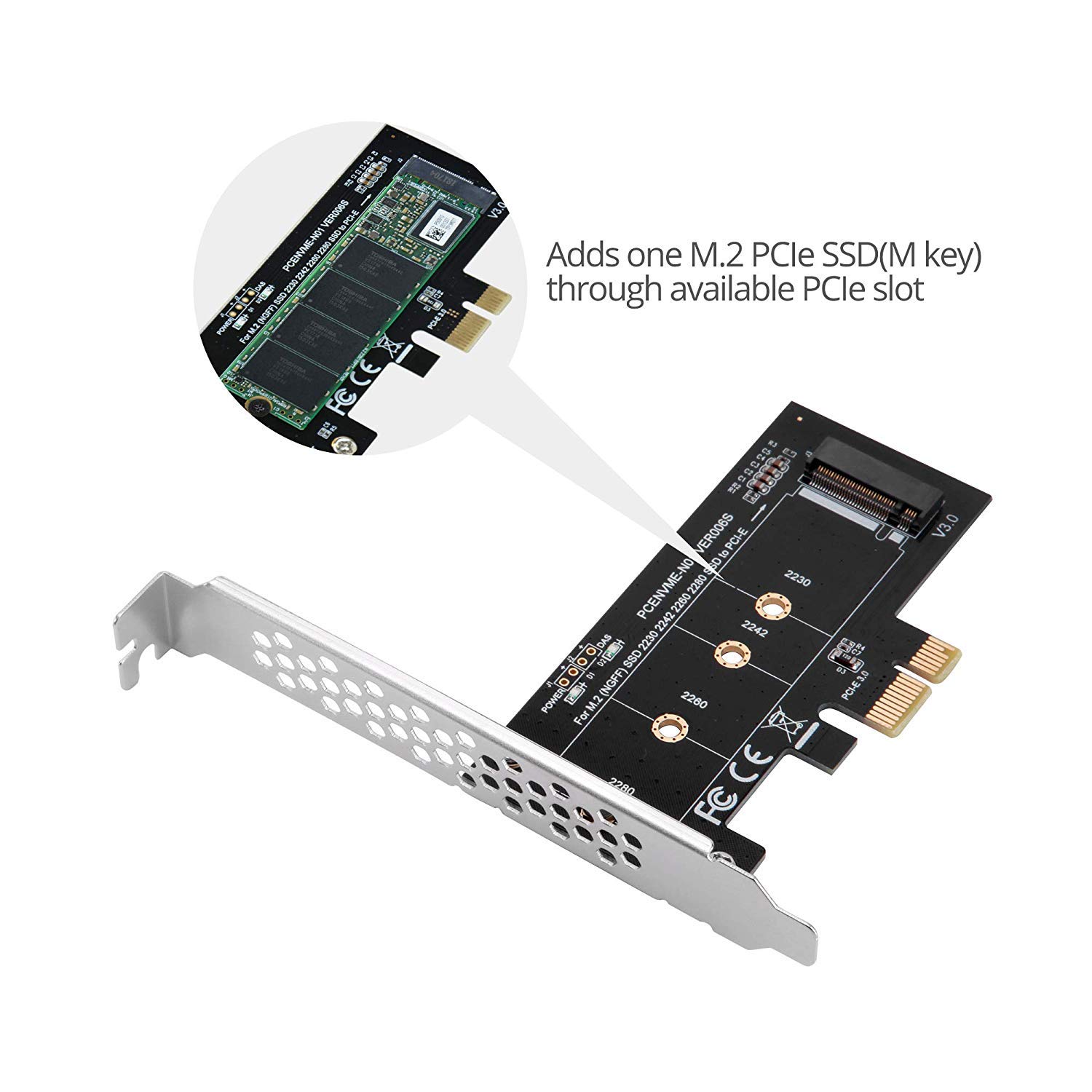 MZHOU NVME M.2 SSD M-Key to PCI-e 3.0 x1 Host Controller Expansion Card,Supports M2 NGFF PCI-e 3.0, 2.0 or 1.0, NVME or AHC 2280, 2260, 2242, 2230 Solid State Drives with Low Profile Bracket