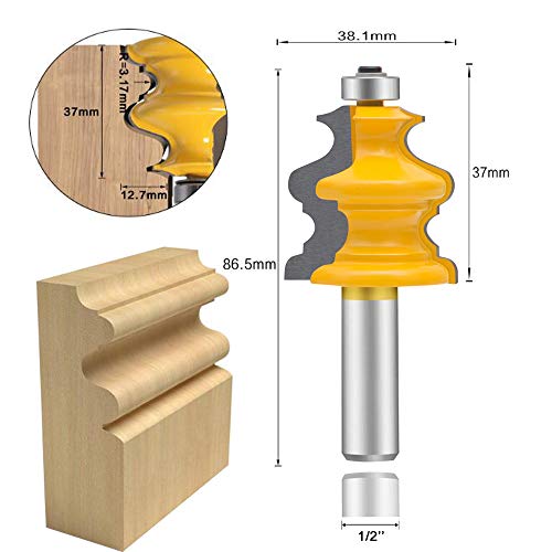 LEATBUY 10 PCS Architectural Molding Router Bit Set 1/2-Inch Shank, Corner Rounding Edge-forming Roundover Beading Router Bit Sets, Carbide CNC Woodworking Milling Tools(1/2-10 Line)