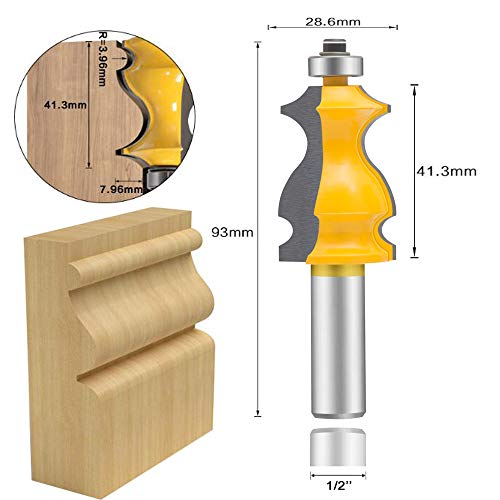 LEATBUY 10 PCS Architectural Molding Router Bit Set 1/2-Inch Shank, Corner Rounding Edge-forming Roundover Beading Router Bit Sets, Carbide CNC Woodworking Milling Tools(1/2-10 Line)