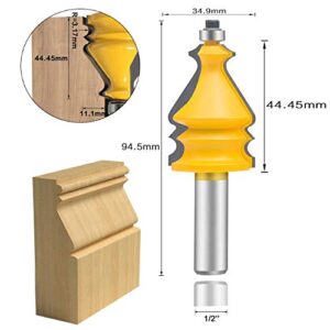 LEATBUY 10 PCS Architectural Molding Router Bit Set 1/2-Inch Shank, Corner Rounding Edge-forming Roundover Beading Router Bit Sets, Carbide CNC Woodworking Milling Tools(1/2-10 Line)