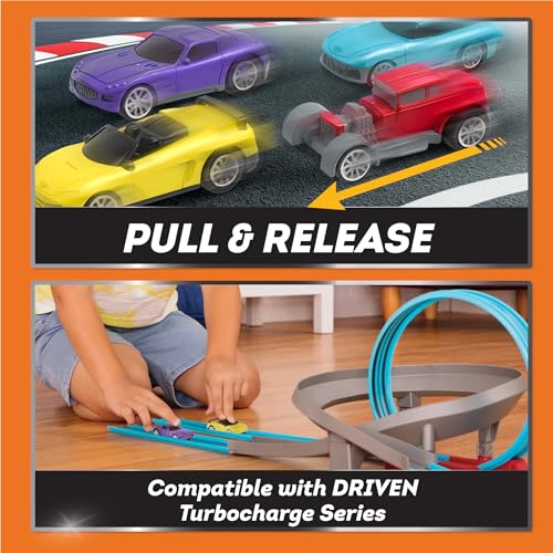 Driven by Battat – Turbocharge Pullback Vehicles – Toy Set with 4 Cars – Race Car Toys and Playsets for Kids – Toy Pull-Back Cars – 3 Years + – Turbocharge - Stock Cars (4 Pack)