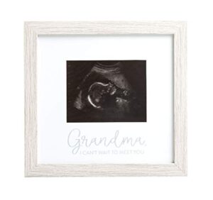 kate & milo rustic grandma sonogram picture frame, pregnancy announcement, ultrasound baby photo frame, gender-neutral baby keepsake frame, tabletop and wall décor, 4x5 photo insert, distressed gray