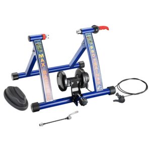 bike trainer stand - max racer pro indoor bicycle trainer with riser and 7 magnetic resistance levels - fits 700cc or 26 to 29in tires by rad cycle